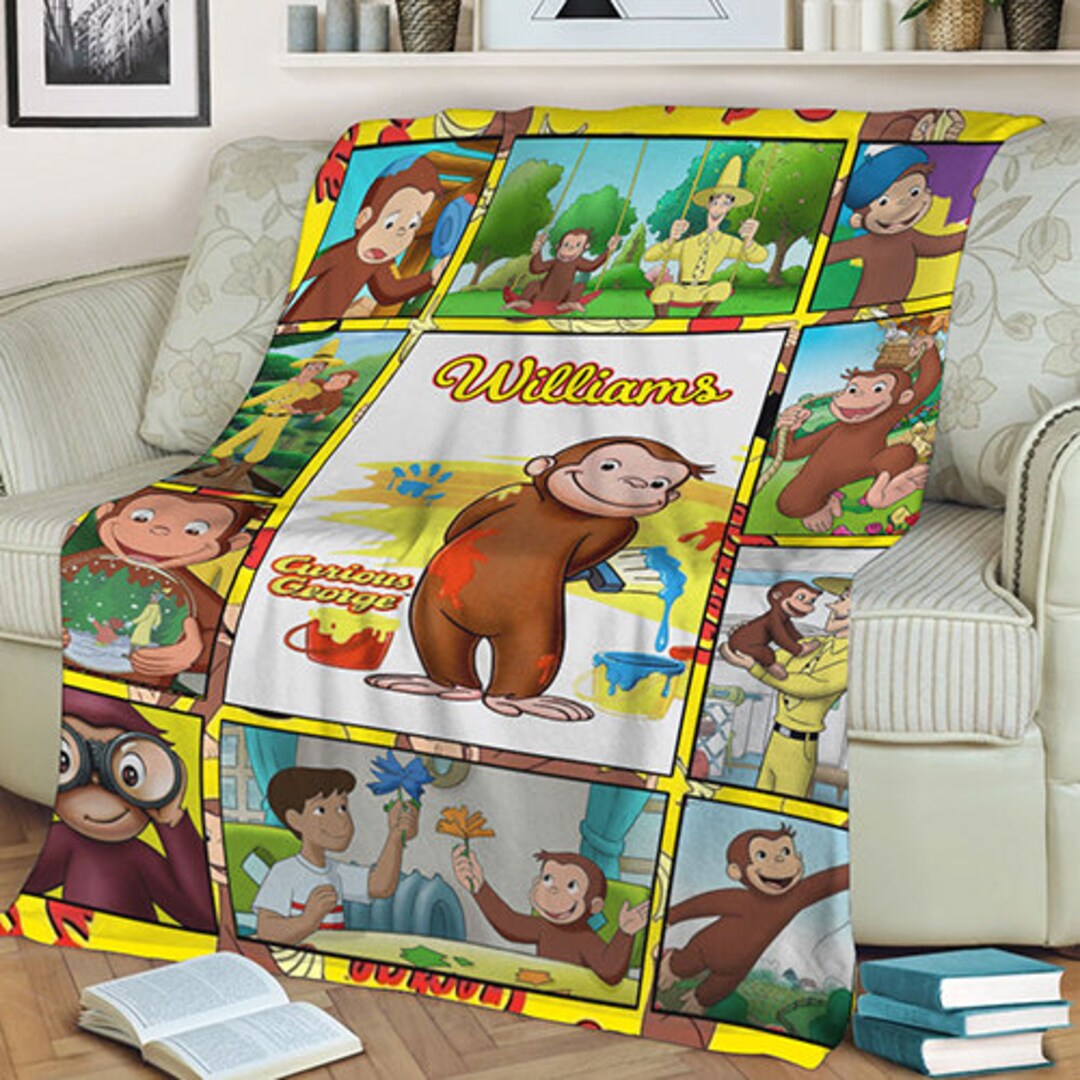 Personalized Curious George Blanket, Curious George Fleece Blanket ...