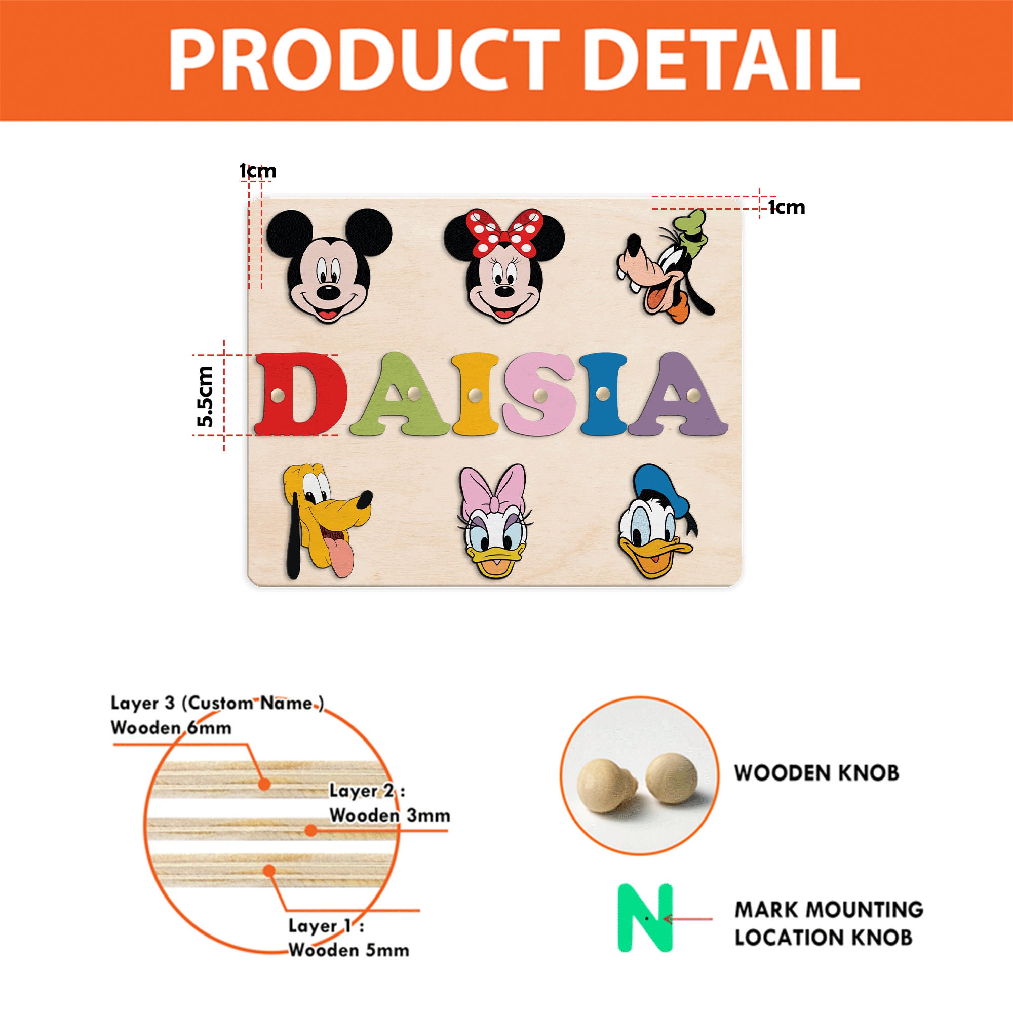 Custom Name Disney Mickey Busy Board, Mickey Minnie Goofy Name Puzzle ...