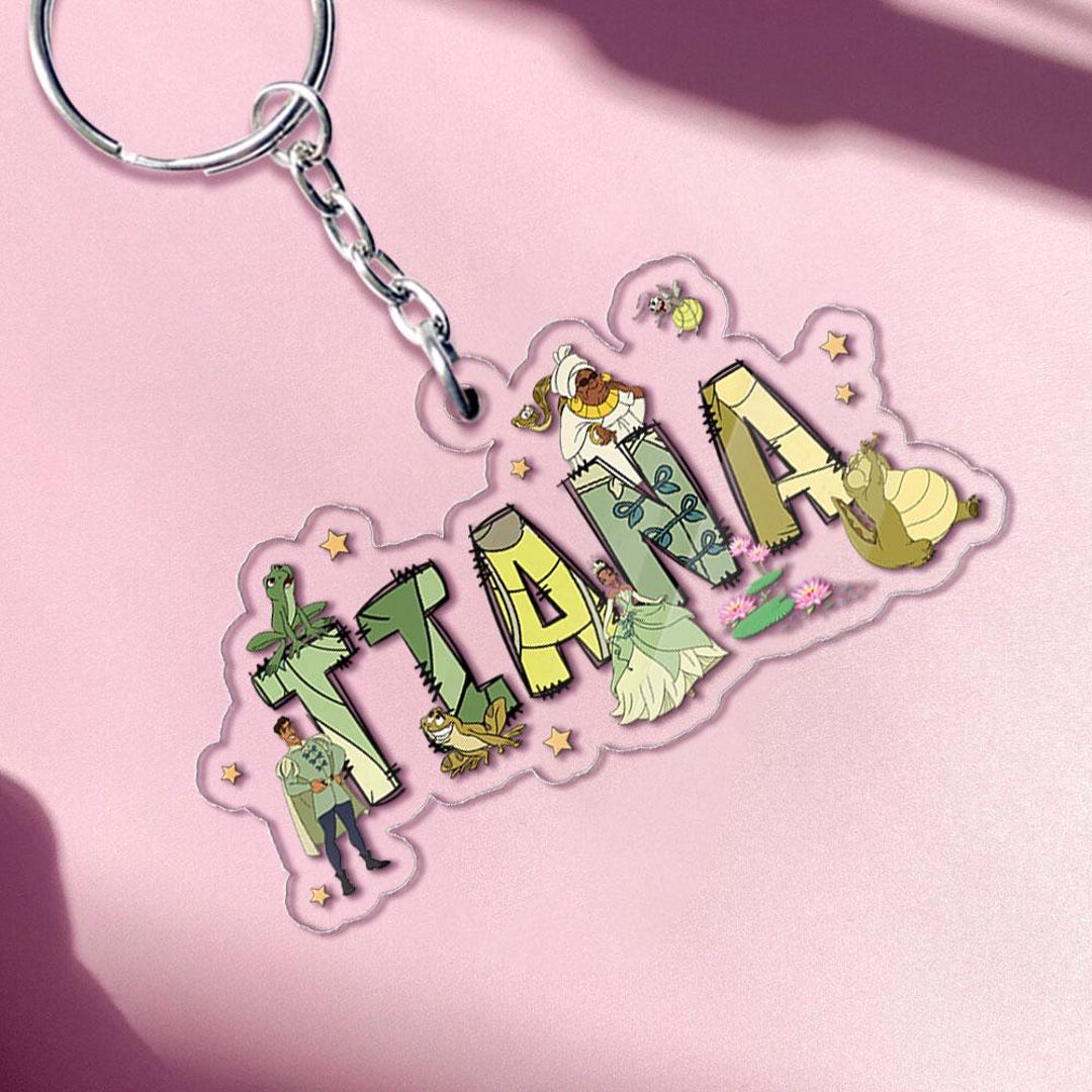 Disney Princess Tiana Acrylic Keychain, Custom Name Tiana Keychain ...