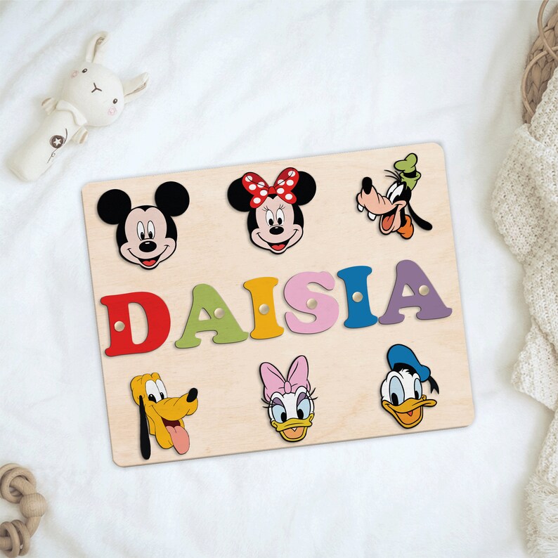 Custom Name Disney Mickey Busy Board, Mickey Minnie Goofy Name Puzzle ...