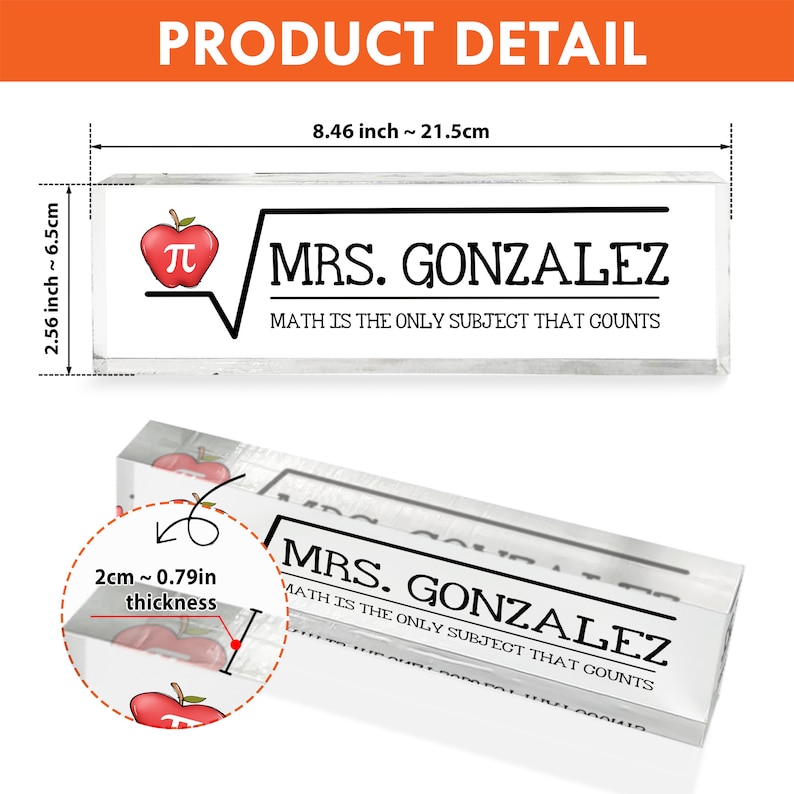 Math Teacher Name Plate for Desk, Math Teacher Appreciation Gift ...