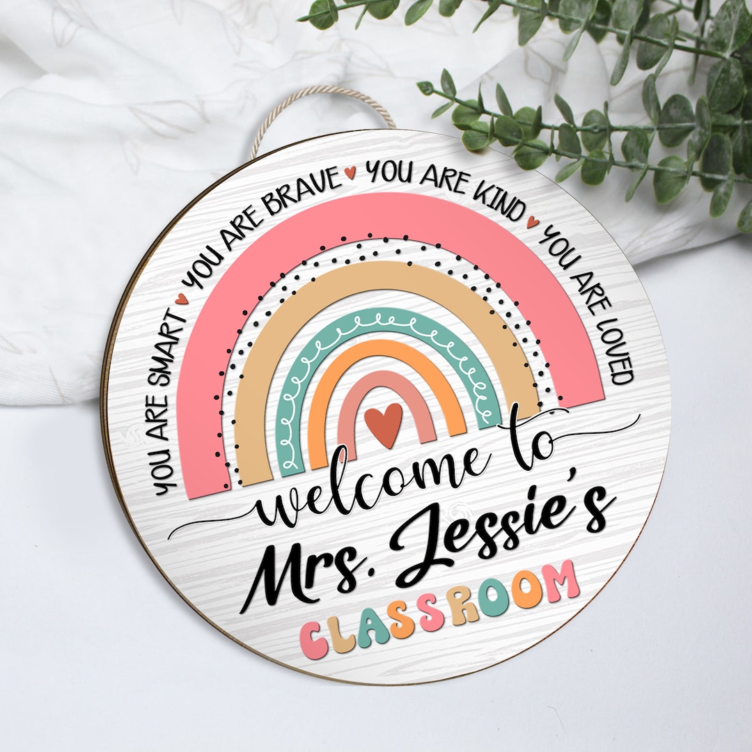 Personalized Teacher Door Sign, Teacher Welcome Sign, Teacher Gift ...