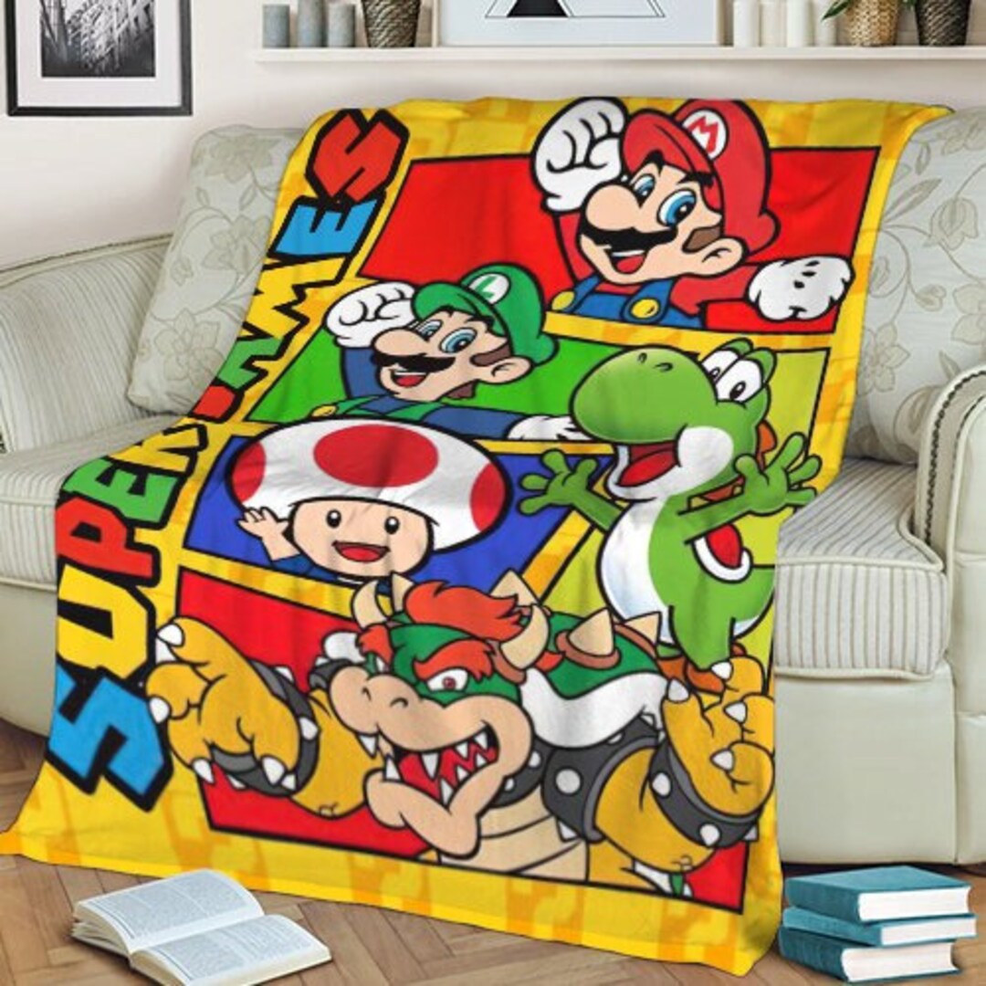 Personalized Super Mario Blanket, Super Mario Character Blanket, Mario ...
