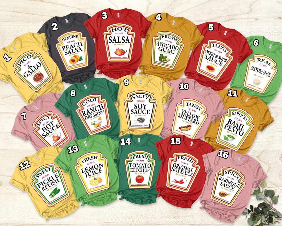 Group Condiments T-shirts, Matching Condiment Costume Party Shirt, 2024 ...