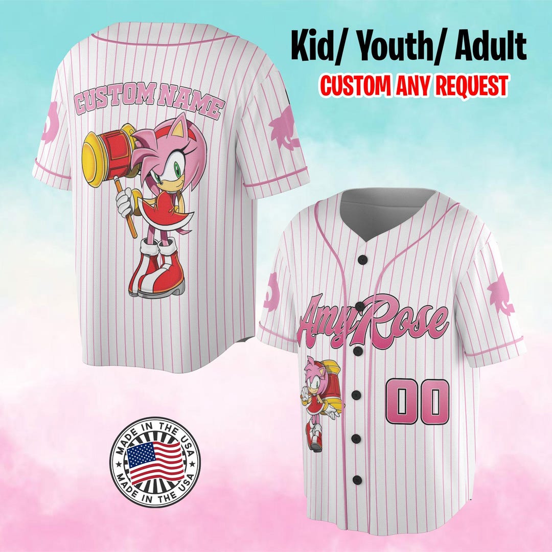 Personalize Sonic the Hedgehog Amy Rose, Custom Name Sonic Jersey ...