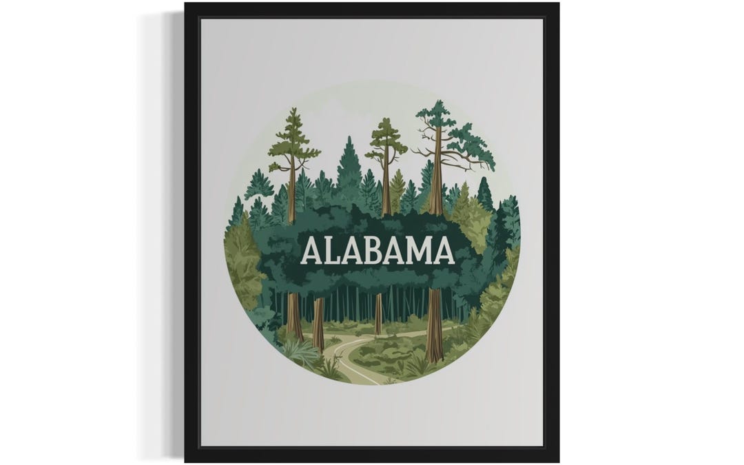 Alabama States Scenery Art Print, Wall Art Poster, Original Paint ...