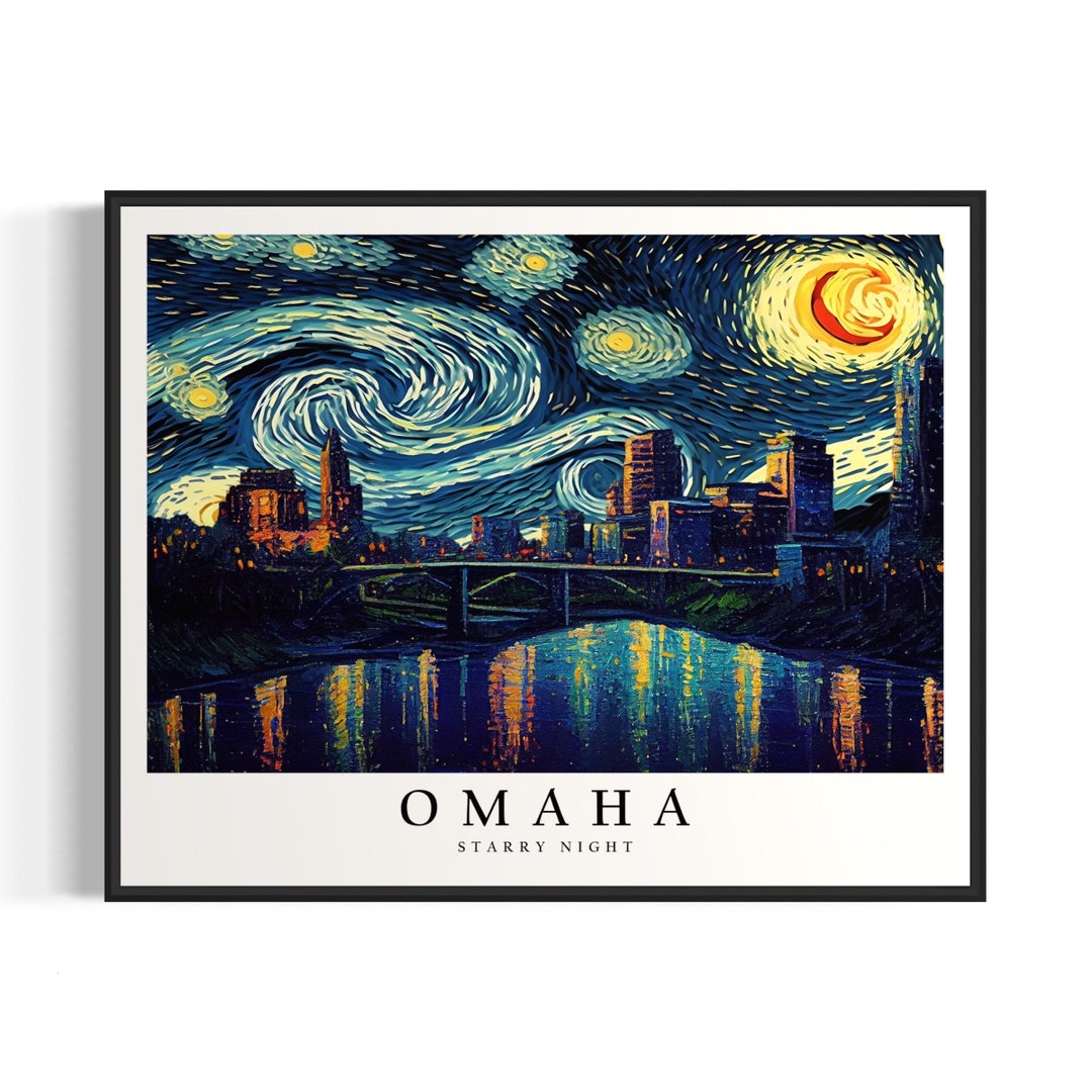 Omaha Starry Night Art Print, Van Gogh Omaha Poster Wall Art, Original ...