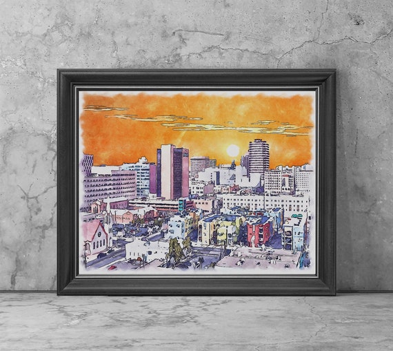Albuquerque Watercolor Art Print Albuquerque New Mexico - Etsy
