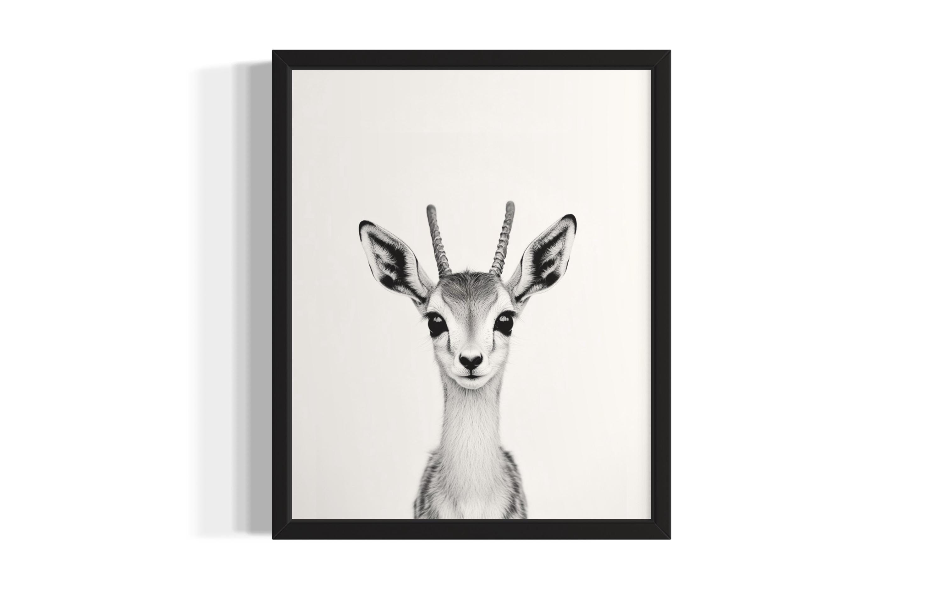 Gazelle Animal Black and White Poster Art Print, Living Room Wall Art ...