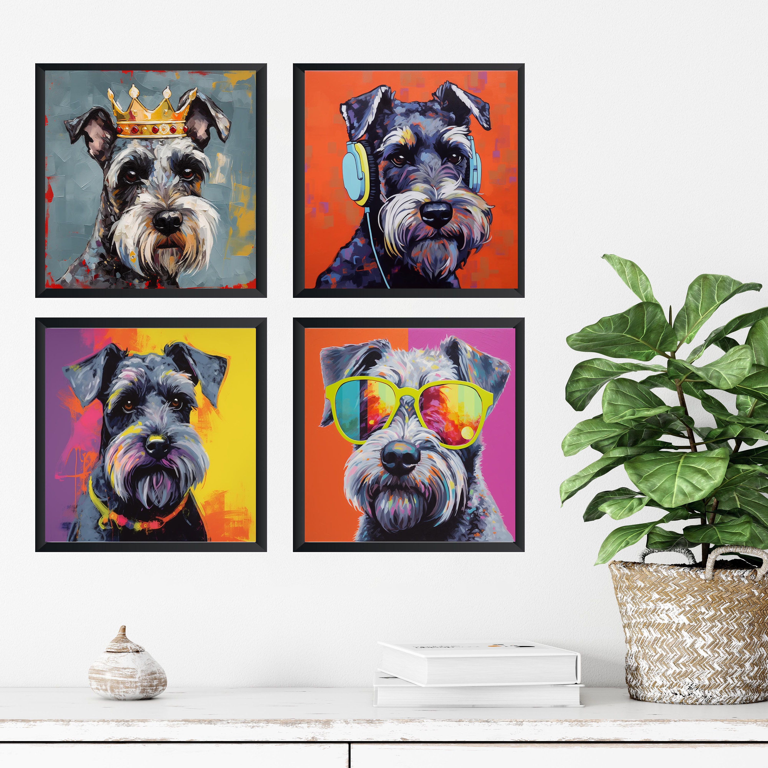 Schnauzer Art Print Schnauzer Poster Schnauzer Wall Art set - Etsy