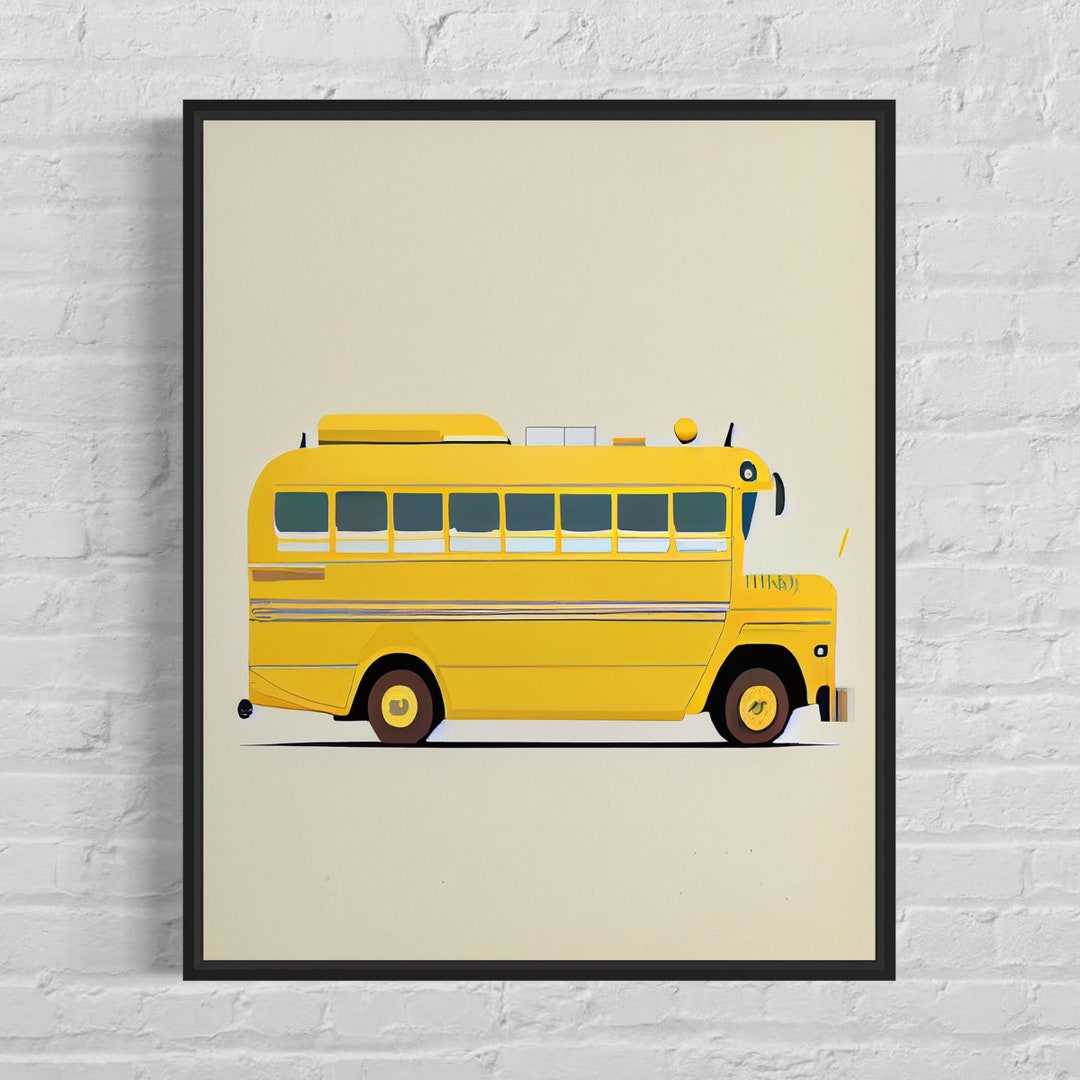 School Bus Art Print School Bus Minimalist Poster - Etsy