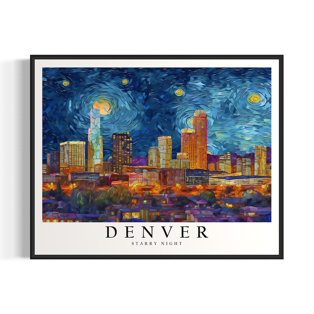 Denver Starry Night Art Print, Van Gogh Denver Poster Wall Art ...
