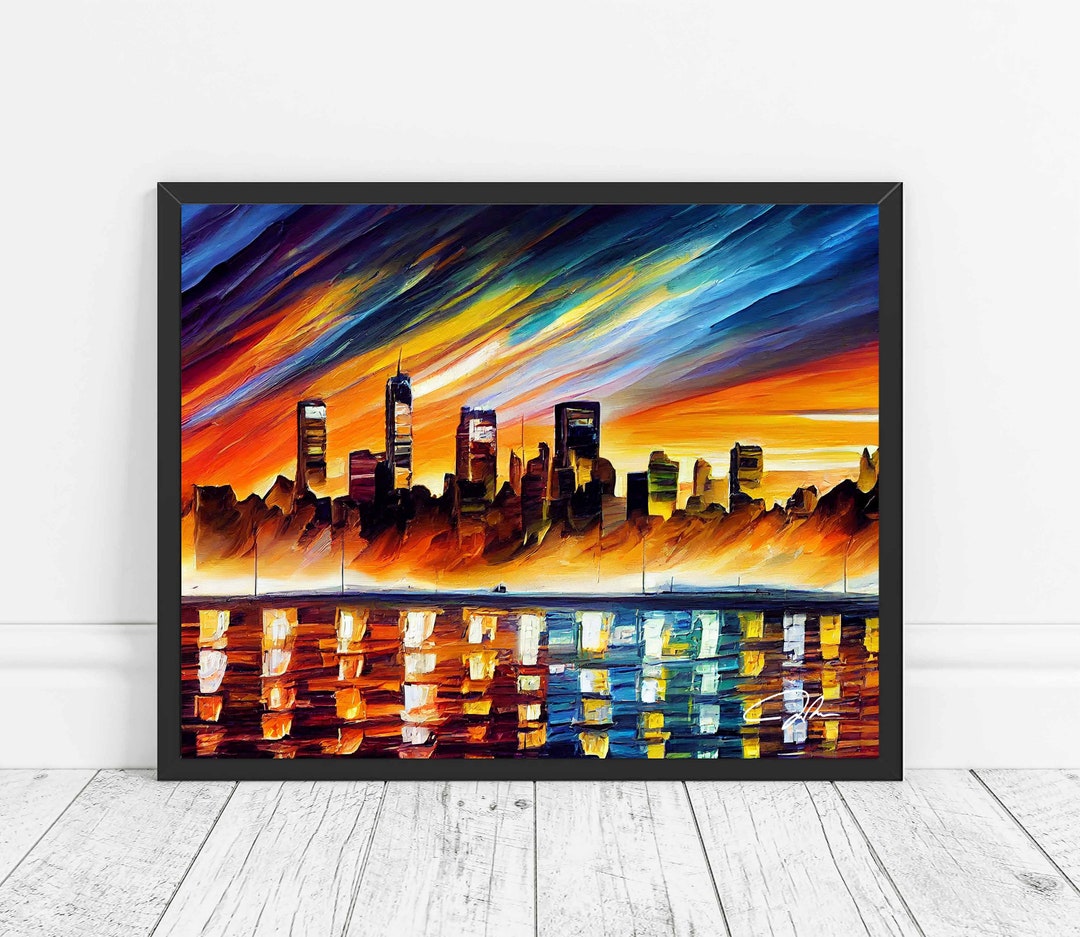 Riverside California Skyline Art Print Riverside Painting Wall Art ...