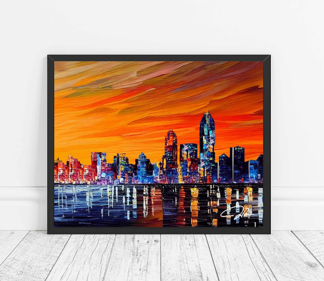 Akron Ohio Skyline Art Print Akron Painting Wall Art, Original Akron ...