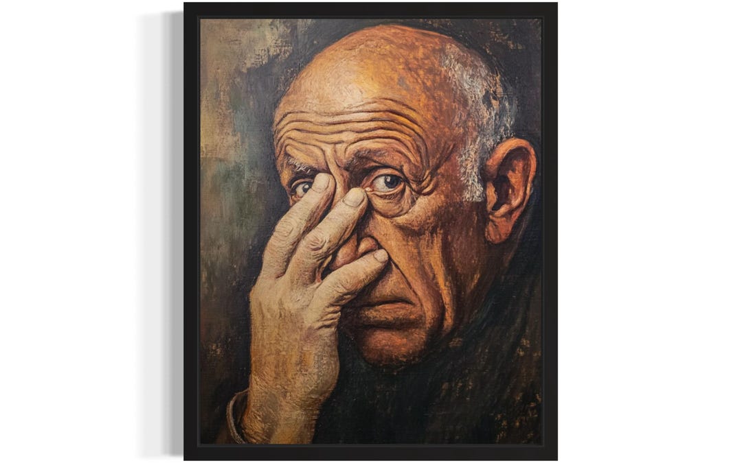 Picasso Hold Nose Art Print, Bathroom Wall Art Poster, Original Paint ...