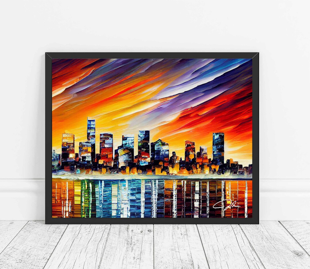 Portland Oregon Skyline Art Print Portland Painting Wall Art, Original ...
