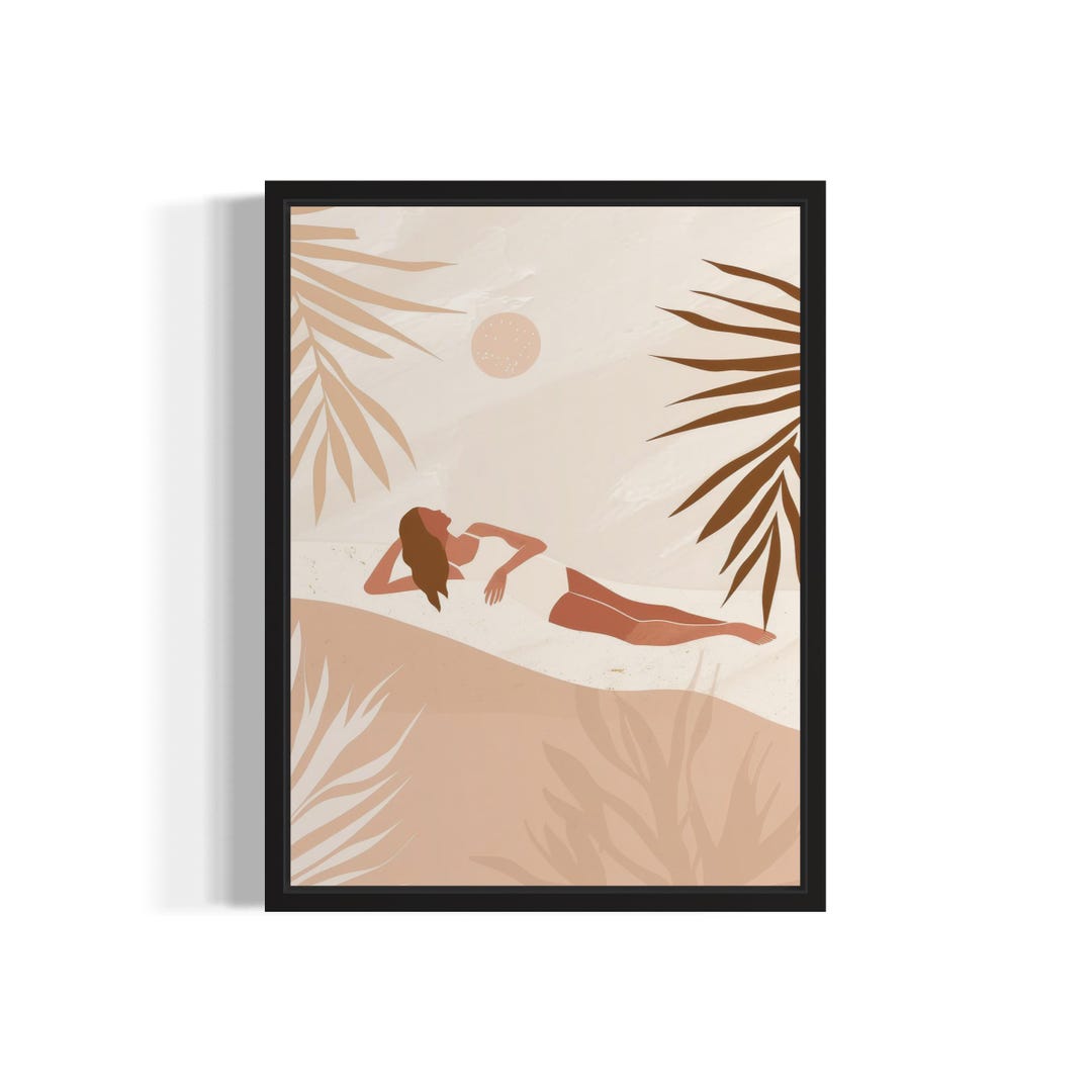 Female Tanning Boho Art Print, Wall Art Poster, Original Paint Artwork ...