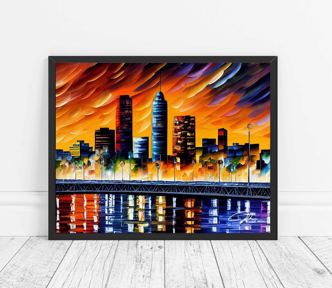Rockford Illinois Skyline Art Print Rockford Painting Wall - Etsy