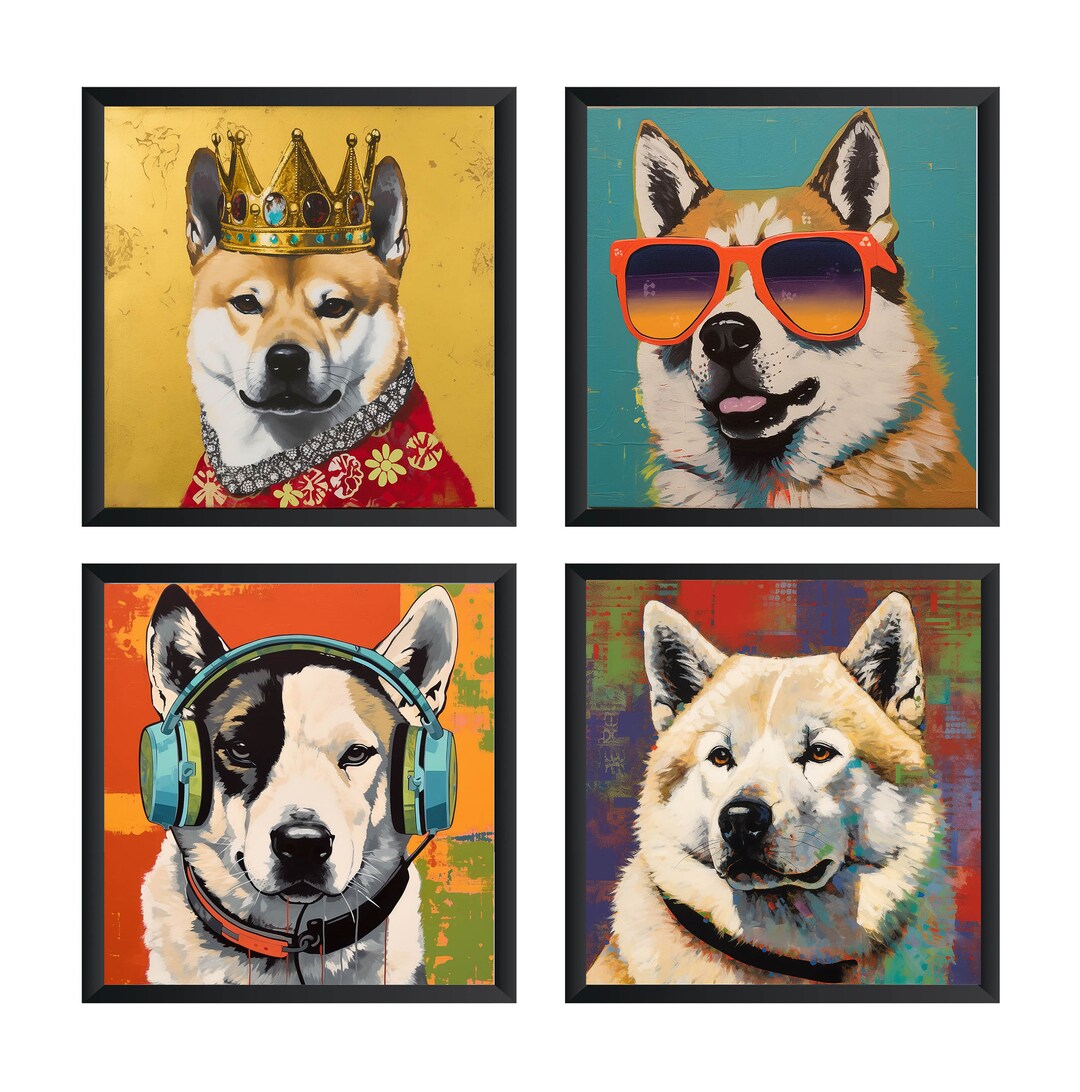 Akita Art Print, Akita Poster, Akita Wall Art set of 4 Unframed. - Etsy
