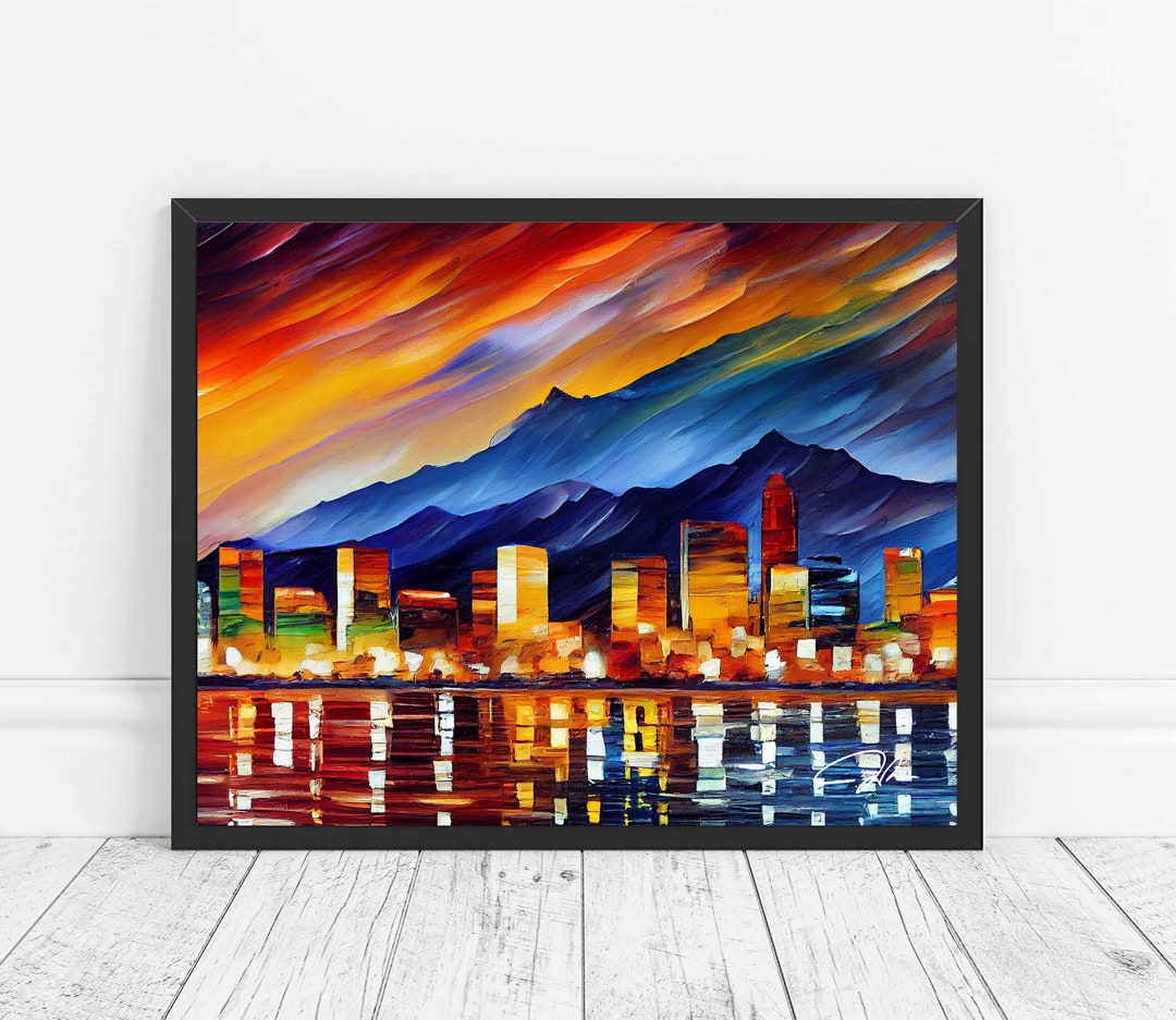 Reno Nevada Skyline Art Print Reno Painting Wall Art, Original ...
