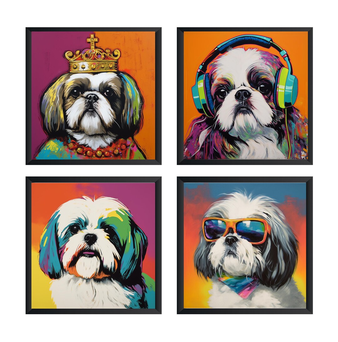 Shih Tzu Art Print, Shih Tzu Poster, Shih Tzu Wall Art (set of 4 ...