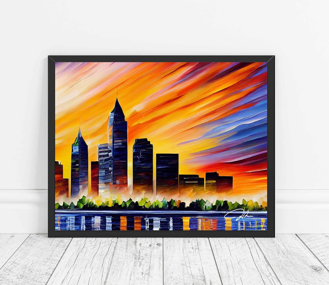 Grand Rapids Michigan Skyline Art Print Grand Rapids Painting Wall Art ...