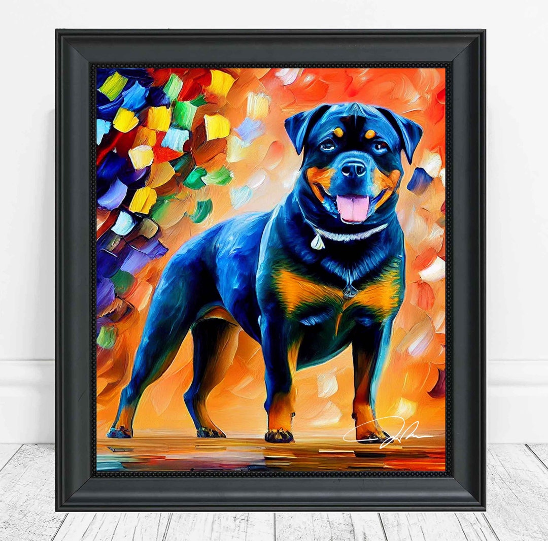 Rottweiler Art Print Rottweiler Portrait Painting Print Poster ...