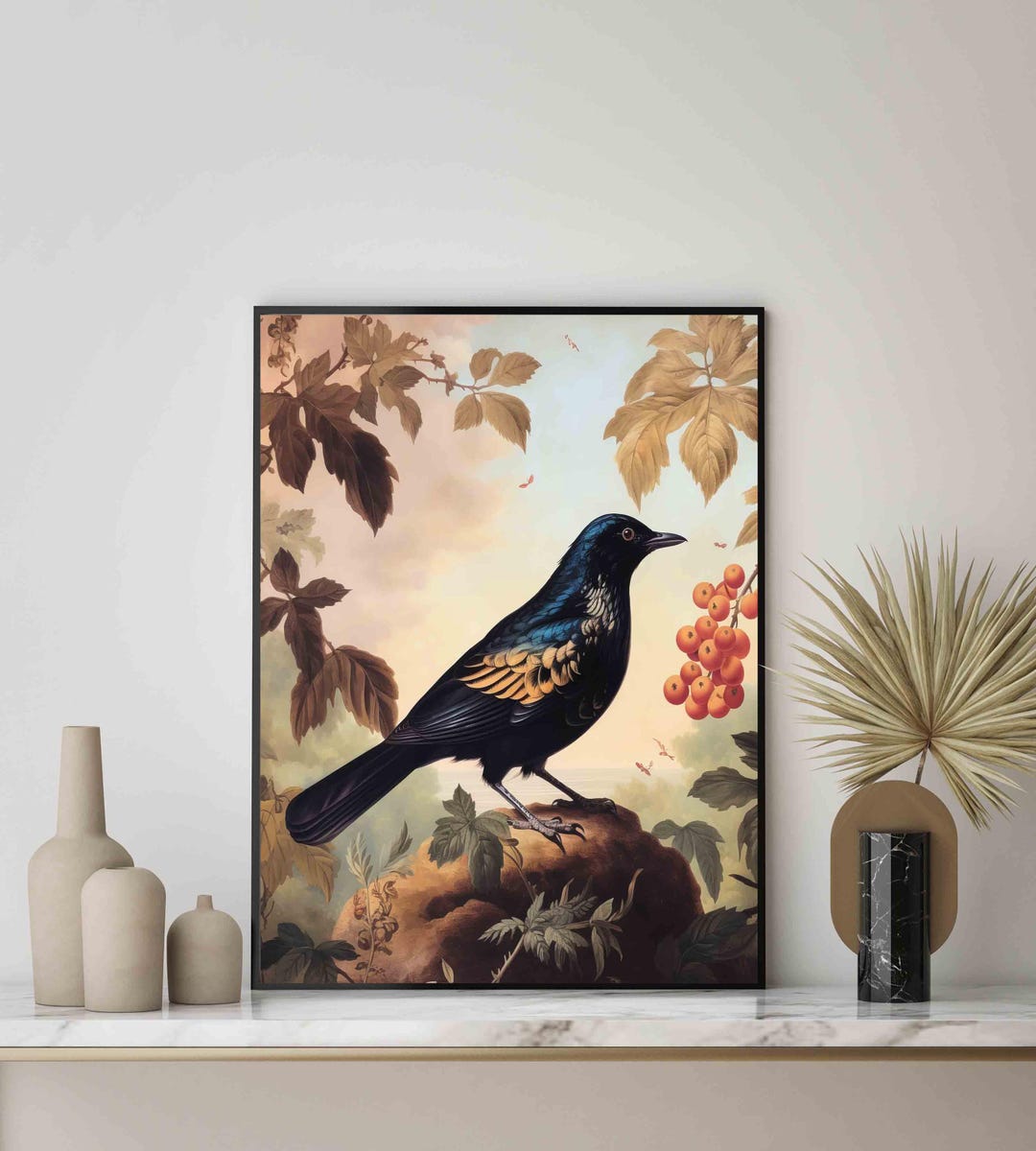 Starling Bird Vintage Art Print, Wall Art Poster, Original Paint ...