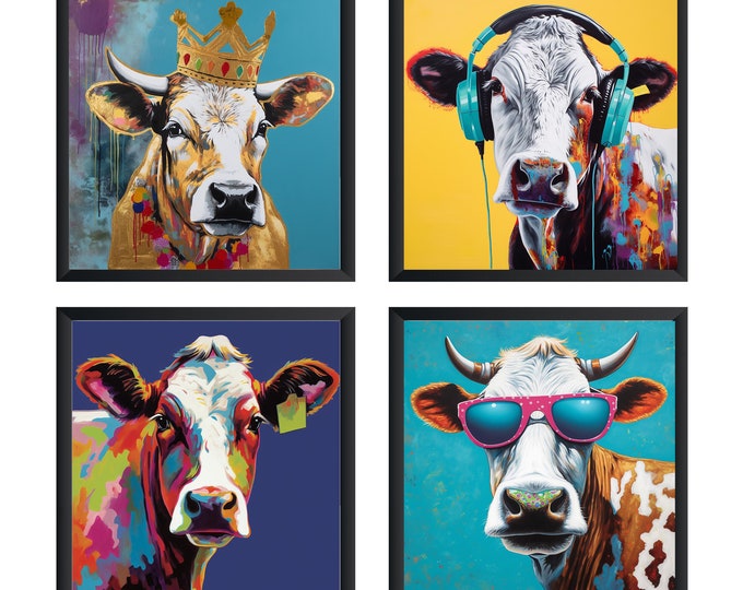 Cow Print Set of 5 Cow Poster Cow Painting Cow Art Print Cow Gifts Cow ...