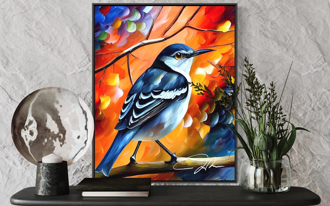 Northern Mockingbird Art Print Northern Mockingbird Painting Print ...