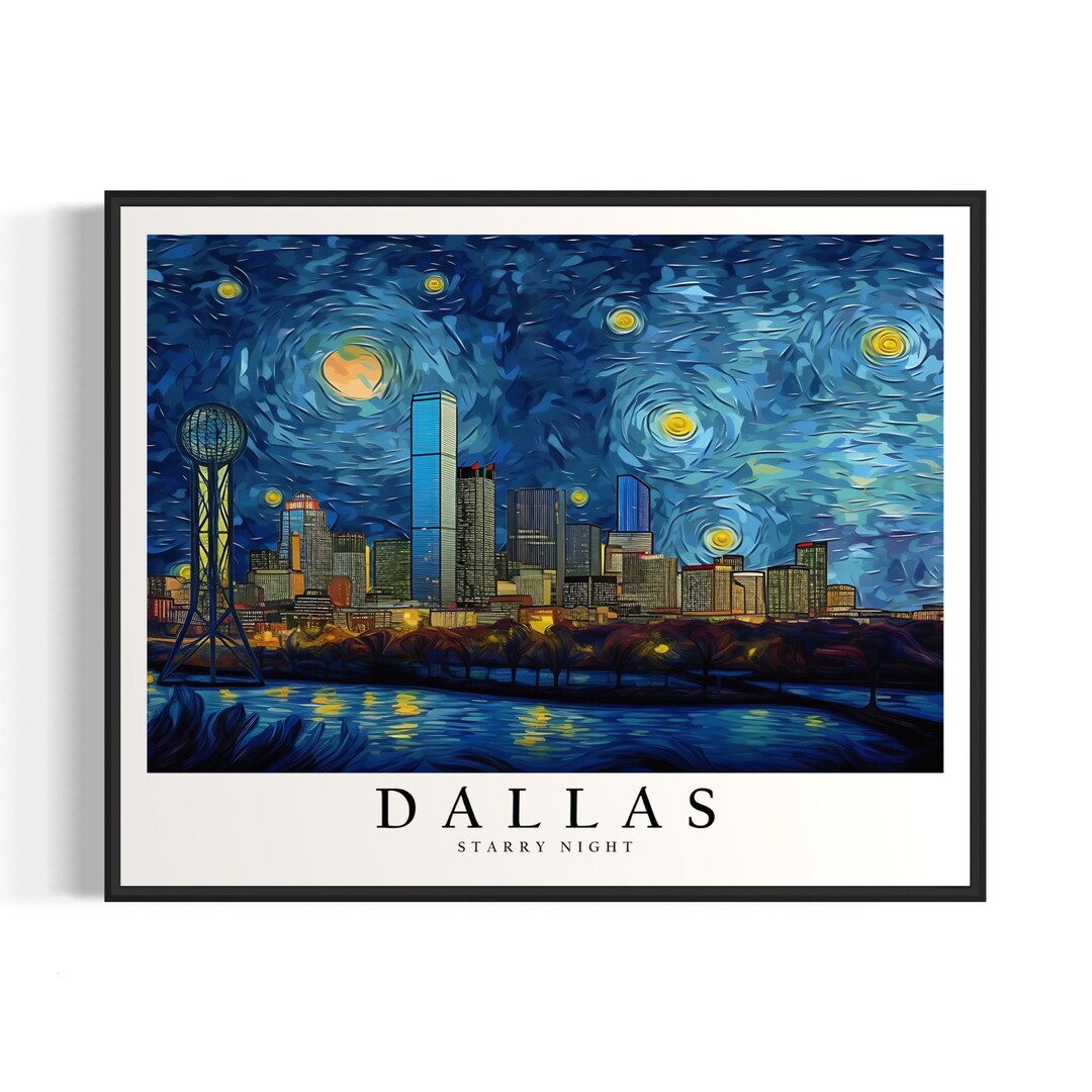 Dallas Starry Night Art Print, Van Gogh Dallas Poster Wall Art ...