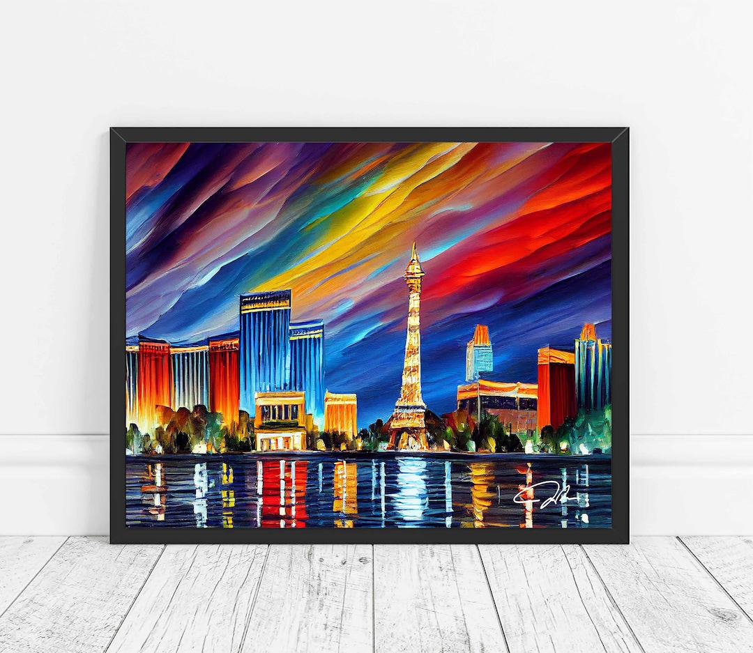 Las Vegas Nevada Skyline Art Print Las Vegas Painting Wall Art ...