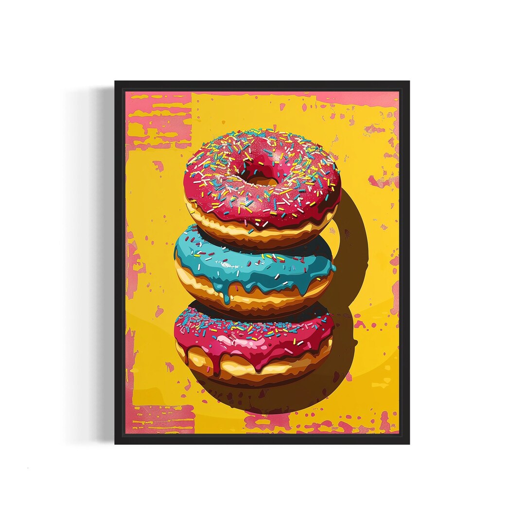 Donut Pop Art Poster Art Print, Retro Vintage Collection Decor - Etsy