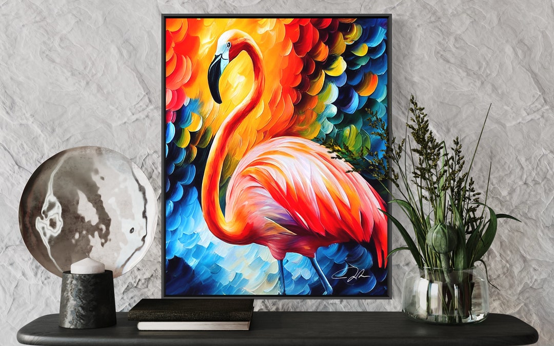 Flamingo Abstract Art Print Flamingo Oil Painting Print - Etsy