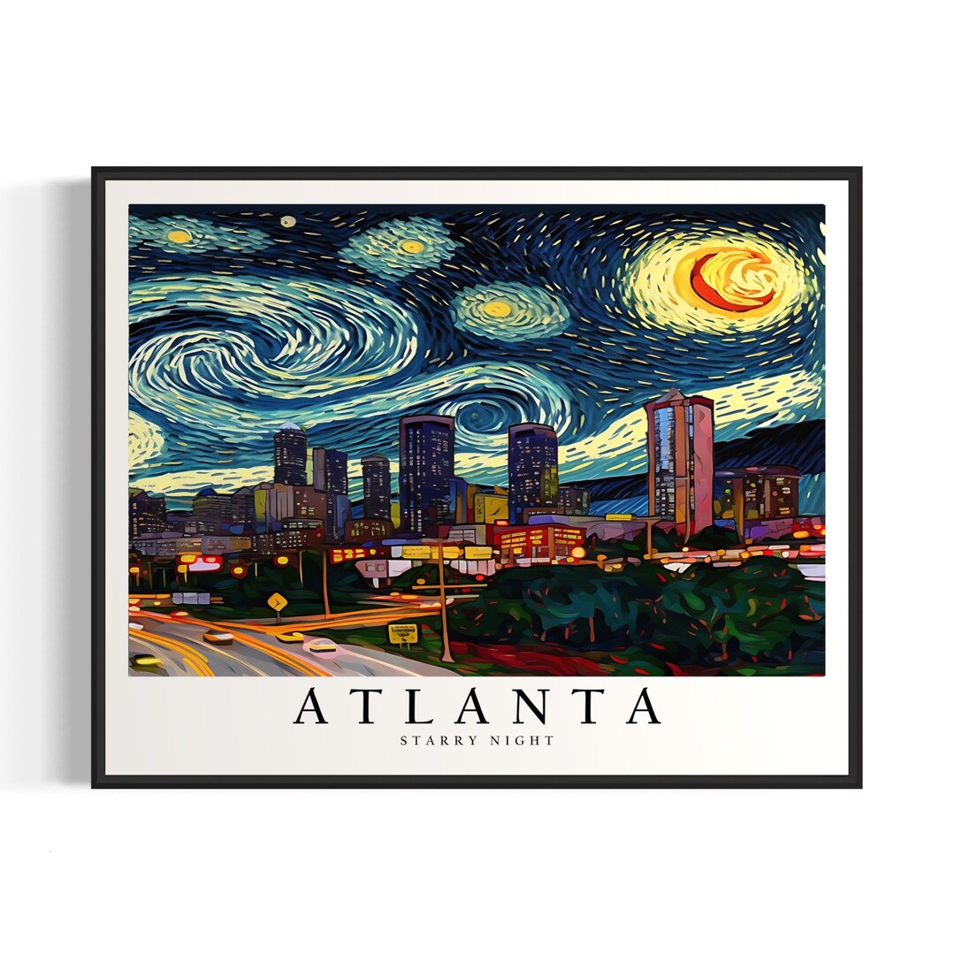 Atlanta Starry Night Art Print, Van Gogh Atlanta Poster Wall Art ...