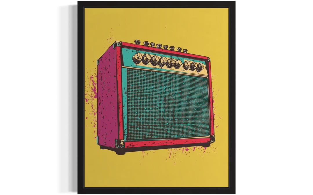 Guitar Amplifier Pop Art Print, Wall Art Poster, Original Paint Artwork ...