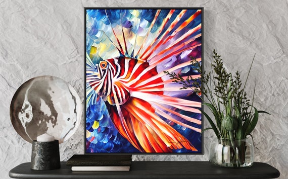 Lionfish Abstract Art Print Lionfish Oil Painting Print - Etsy