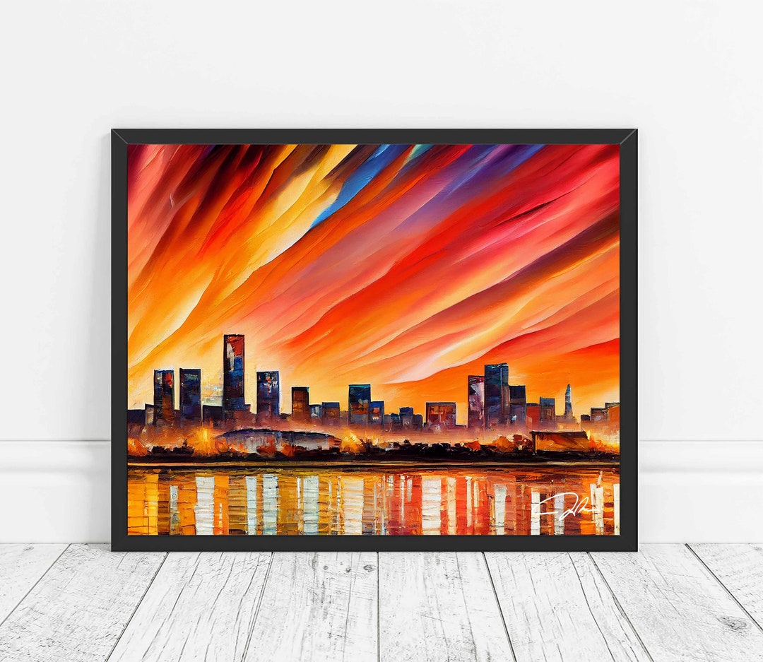 Amarillo Texas Skyline Art Print Amarillo Painting Wall Art, Original ...