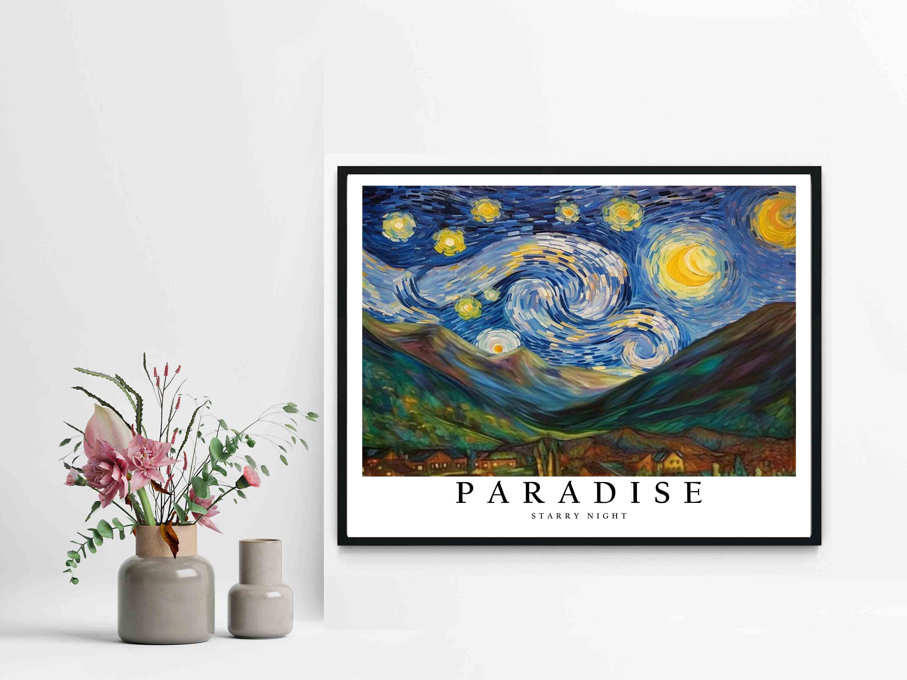 Paradise Nevada Starry Night Art Print, Van Gogh Paradise Poster Wall ...