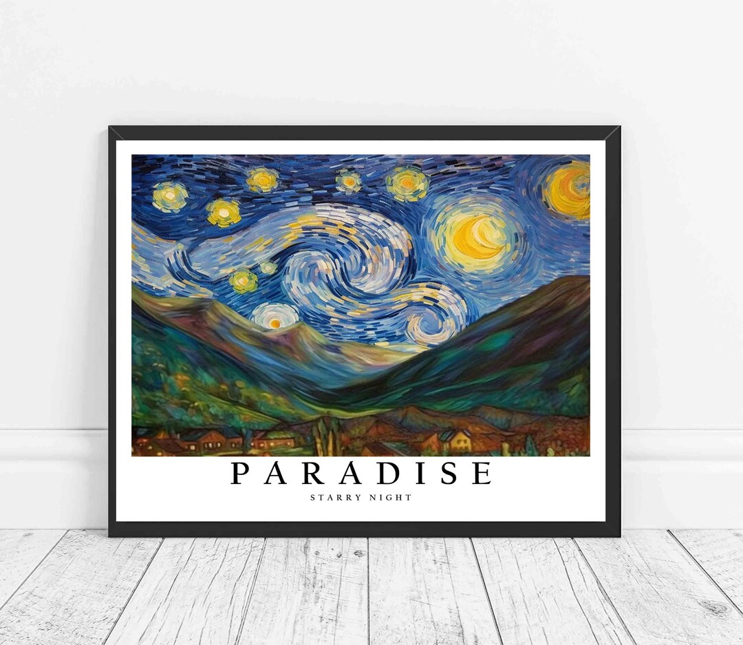 Paradise Nevada Starry Night Art Print, Van Gogh Paradise Poster Wall ...