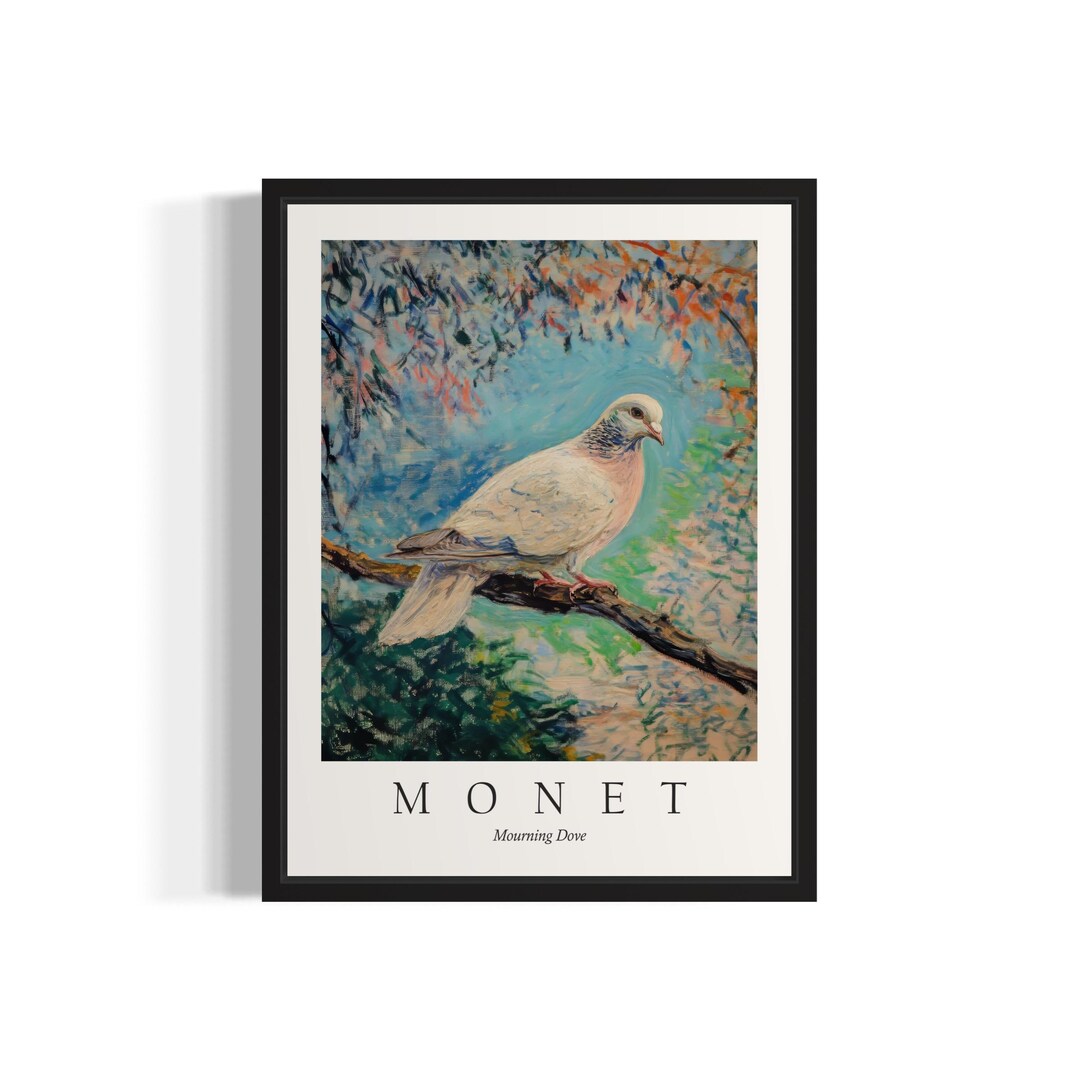 Mourning Dove Bird Monet Art Print, Wall Art Poster, Original Paint ...