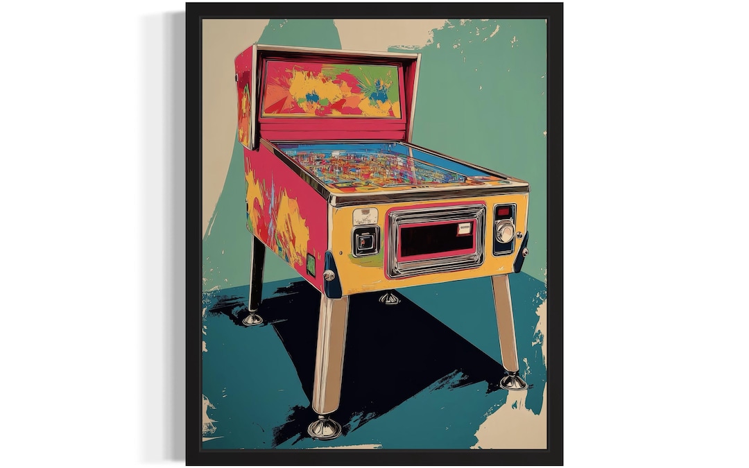 Pinball Machine Pop Art Print, Wall Art Poster, Original Paint Artwork ...