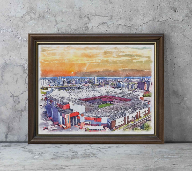 Old Trafford Stadium Manchester United Watercolor Art Print - Etsy