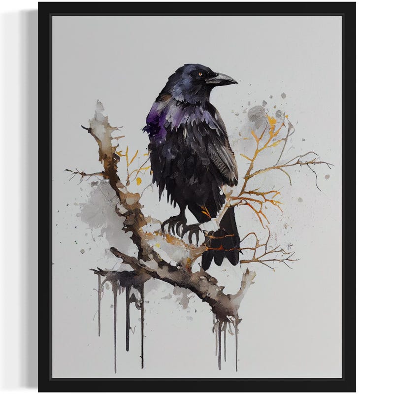 Raven Watercolor - Etsy