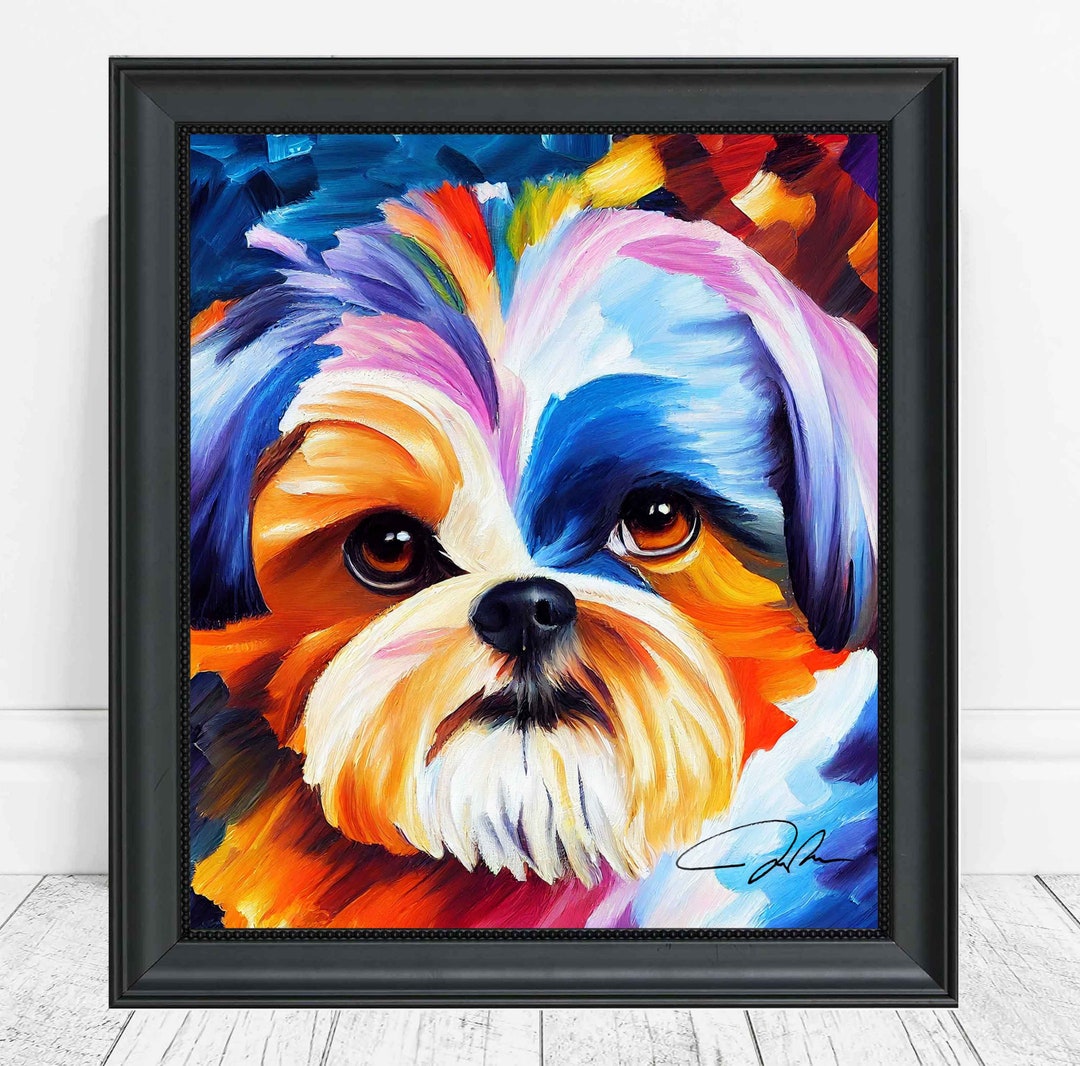 Shih Tzu Art Print Shih Tzu Portrait Painting Print Poster, Original ...