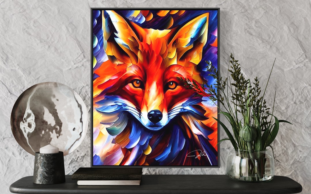 Fox Abstract Art Print Fox Oil Painting Print Poster, Original Paint ...