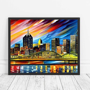 Pittsburgh Pennsylvania Skyline Art Print Pittsburgh Painting - Etsy