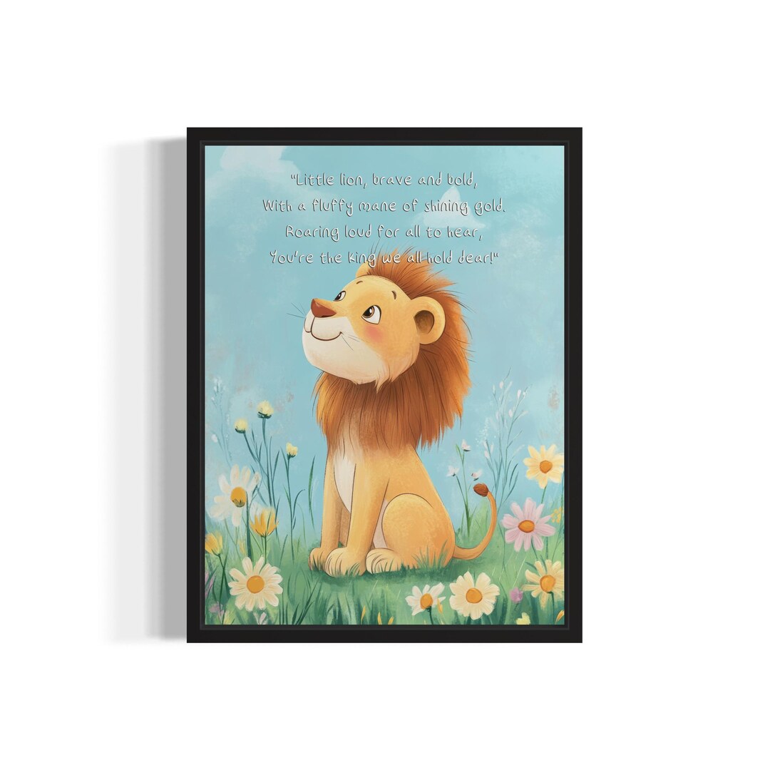 Lion Animal Poem Nursey Art Print, Wall Art Poster, Original Paint ...