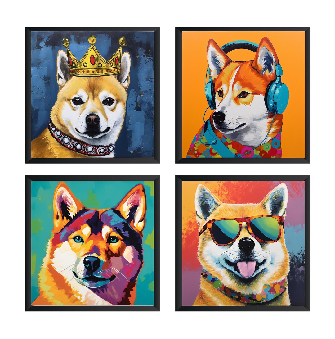 Shiba Inu Art Print, Shiba Inu Poster, Shiba Inu Wall Art set of 4 ...