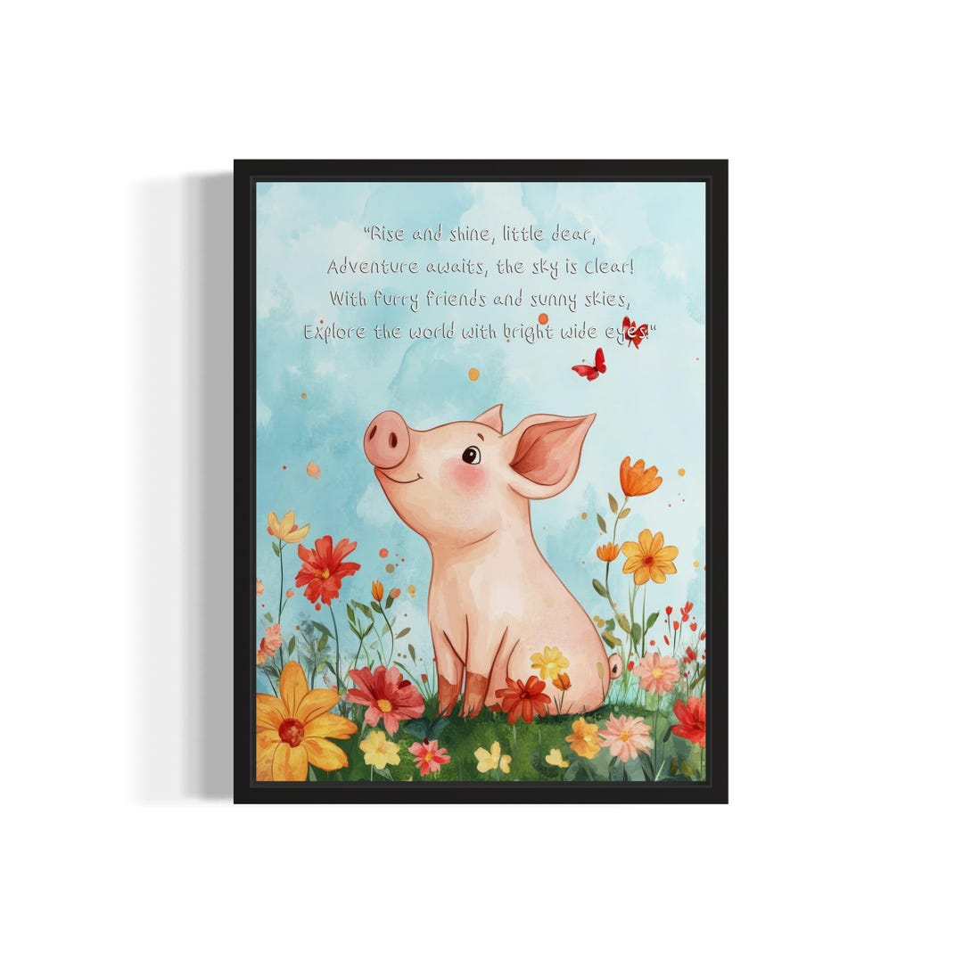 Pig Animal Poem Nursey Art Print, Wall Art Poster, Original Paint ...